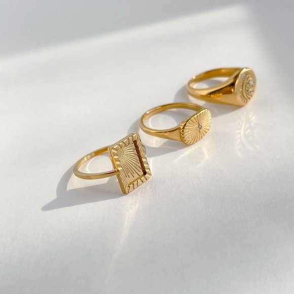 Jewelry | Rising Sun Ring Stacking Sun Ring Gold Signet Ring Sun Signet ...